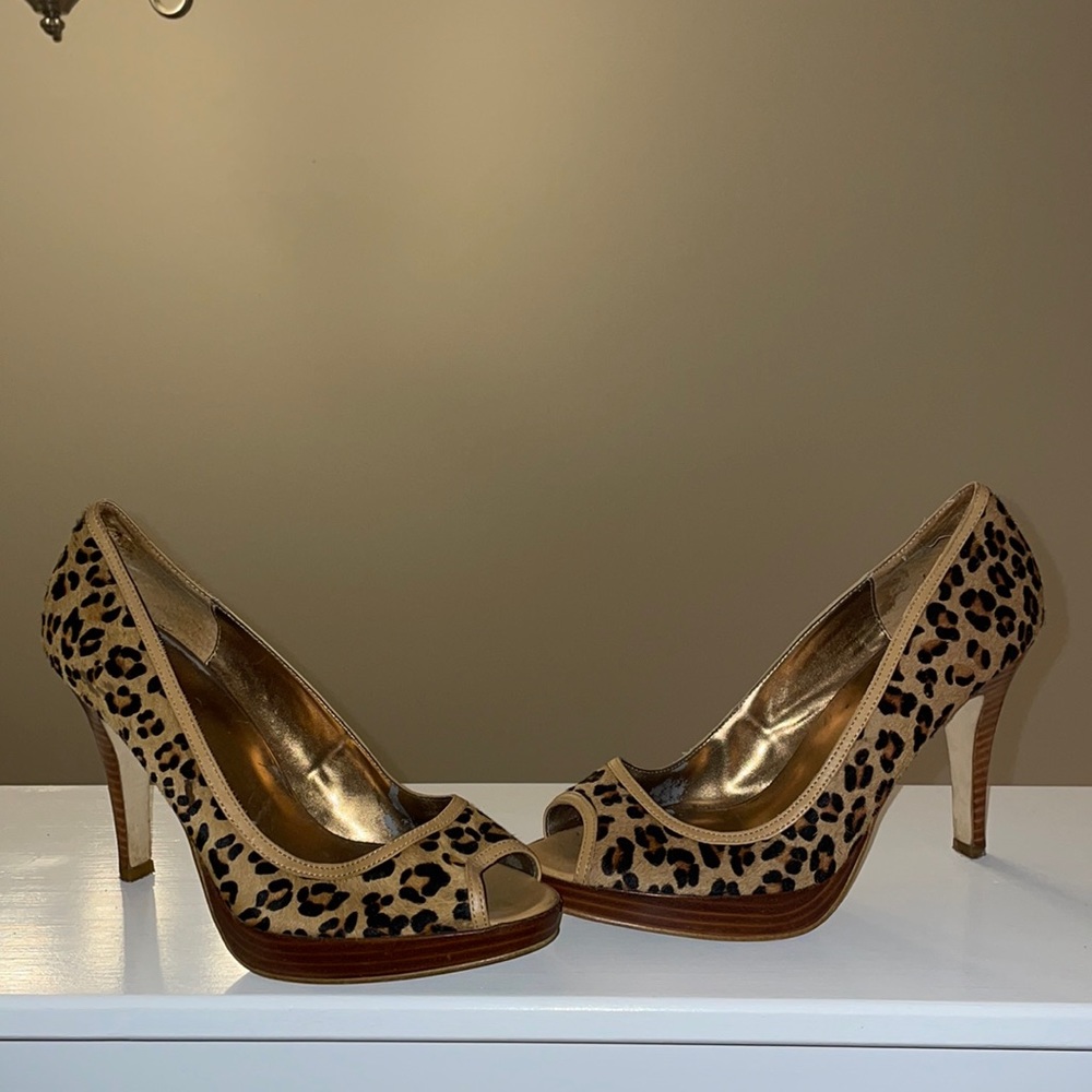 Bakers Paige S Leopard Print Peep Toe Heel - Gem